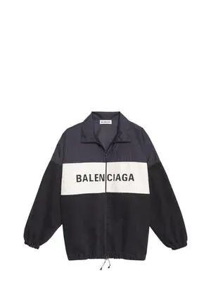 Balenciaga Logo Zip-up Track Jacket - Black