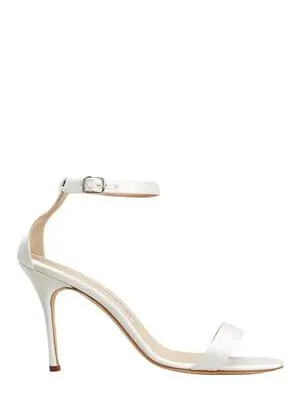 Manolo Blahnik Chaos Satin Stiletto Sandals - Cream