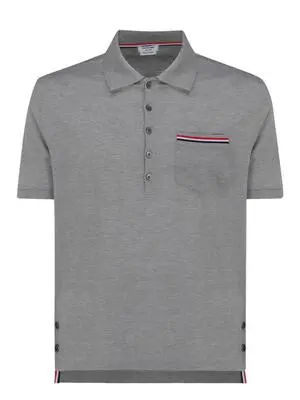 Thom Browne Rwb Stripe Polo Shirt - Grey