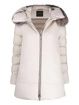 MOORER Zip-fastening Padded Coat - Neutrals