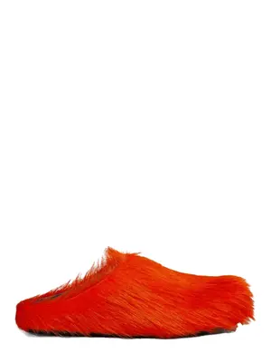 Marni Marni Fussett Calf-Hair Sabot Mules Orange