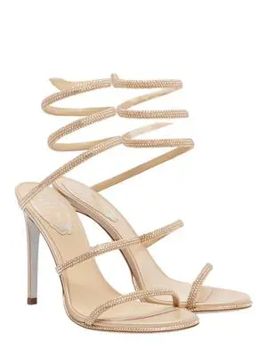 Rene Caovilla Rene Caovilla Cleo Embellished Leather Sandals Beige