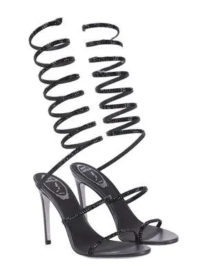 Rene Caovilla Embellished Leather Spiral Sandals - Black