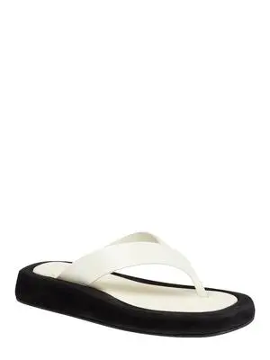 THE ROW The Row Ginza Leather And Suede Thong Sandals