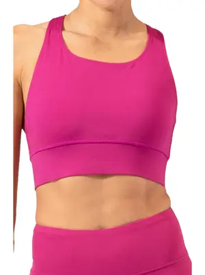 THREADS 4 THOUGHT Strappy Sports Bra Plum Spritz