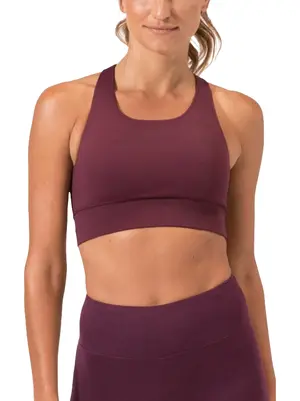 THREADS 4 THOUGHT Strappy Sports Bra Royal Burgundy