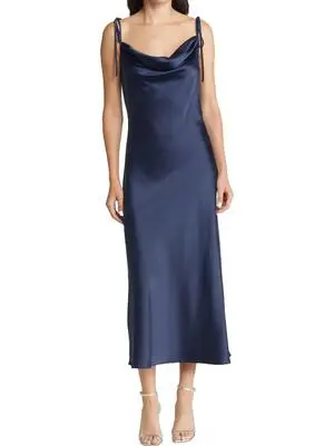 WAYF The Beverly Cowl Neck Midi Dress - Ink