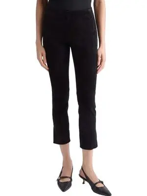 Vince Split Hem Crop Stretch Suede Pants - Black