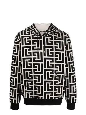 Balmain Monogram-print Hoodie Black