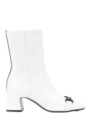 MADISON.MAISON Horsebit Leather Boots - White