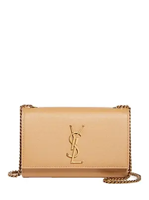 Saint Laurent Kate Small Patent Leather Shoulder Bag Beige/light Bronze