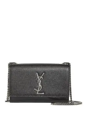Saint Laurent Kate Patent Leather Shoulder Bag - Black Grain Leather/silver