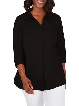 Foxcroft Pamela Stretch Tunic Blouse - Black