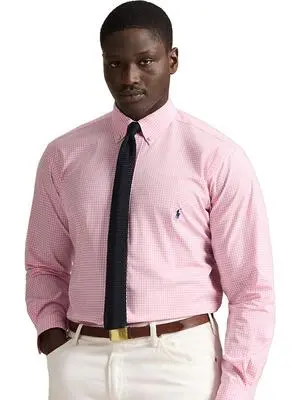 Ralph Lauren Gingham Stretch Poplin Shirt - Carmel Pink White