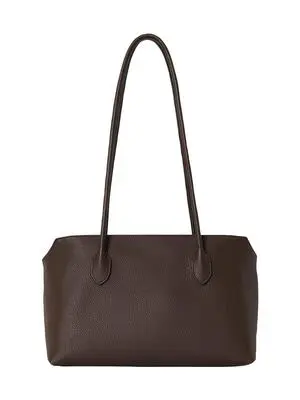 THE ROW Terrasse Leather Tote Bag Deep Brown