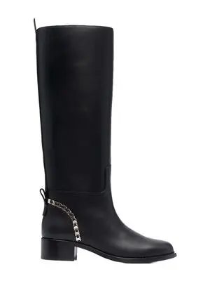 FERRAGAMO Vara Chain Knee-high Boots - Black