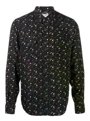 Saint Laurent Star-print Press-stud Shirt - Black