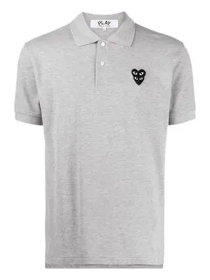 Play Comme Des Garcon Double Heart Polo Shirt - Grey