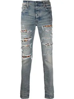 Amiri Ripped-detail Jeans - Blue