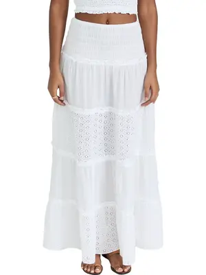 PLAYA LUCILA Playa Lucila Smocked Eyelet Skirt