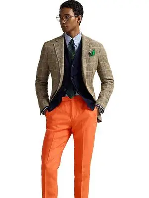 Ralph Lauren Linen Trousers Orange Poppy