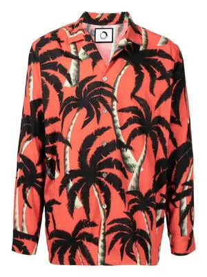 ENDLESS JOY Palm Tree-print Tencel Shirt - Red
