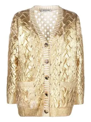 VALENTINO Metallic-Effect V-Neck Cardigan