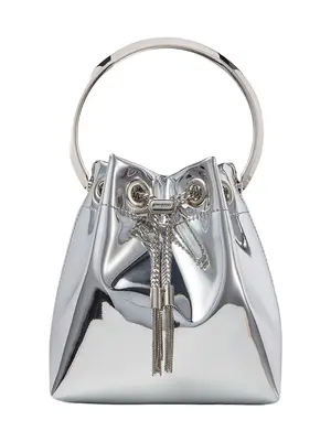 JIMMY CHOO Bon Bon Metallic-Effect Bucket Bag