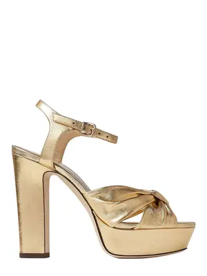 JIMMY CHOO Heloise 120mm Metallic Sandals - Gold