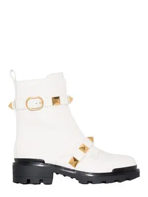 Valentino Garavani Roman Stud Biker Boots - White