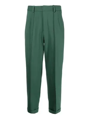 Shiatzy Chen Pressed Crease Wool Tailored Trousers - Green
