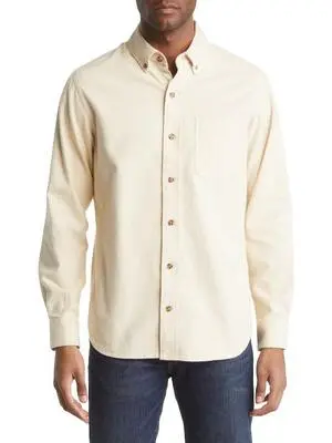 SCHOTT Heather Flannel Long Sleeve Button-up Shirt - Oatmeal