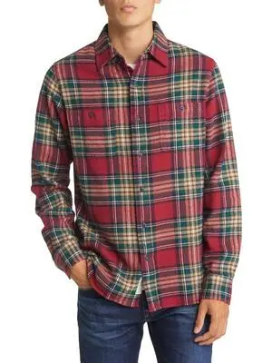 SCHOTT Two-pocket Long Sleeve Flannel Button-up Shirt - Berry