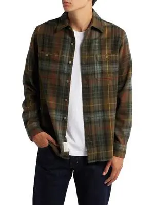 SCHOTT Two-pocket Long Sleeve Flannel Button-up Shirt Moss