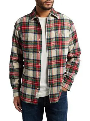 SCHOTT Two-pocket Long Sleeve Flannel Button-up Shirt - White Spruce
