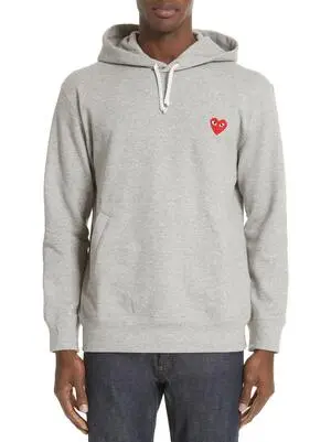 Comme Des Garçons Heart Appliqué Hoodie - Grey