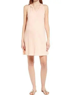 MATERNAL AMERICA V-neck Trapeze Maternity Dress - Peach