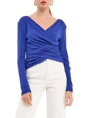 Endless Rose Endless Rose Shirred Crop Top Cobalt Blue