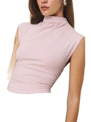 REFORMATION Reformation Lindy Ruched Crop Top Cherry Blossom