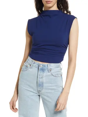REFORMATION Reformation Lindy Ruched Crop Top Danube