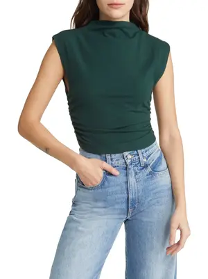 REFORMATION Reformation Lindy Ruched Crop Top Forest
