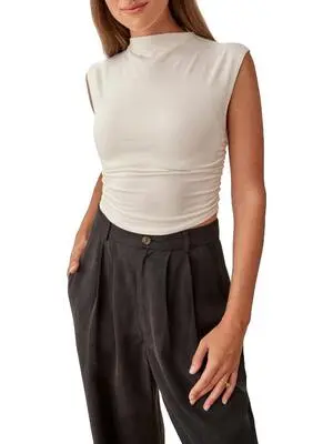 REFORMATION Lindy Ruched Crop Top - Ivory