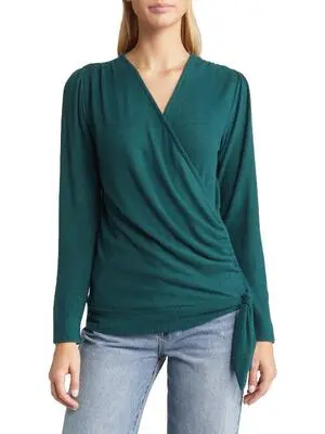 LOVEAPPELLA Long Sleeve Faux Wrap Top