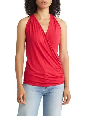 Loveappella Loveappella Faux Wrap Tank Red