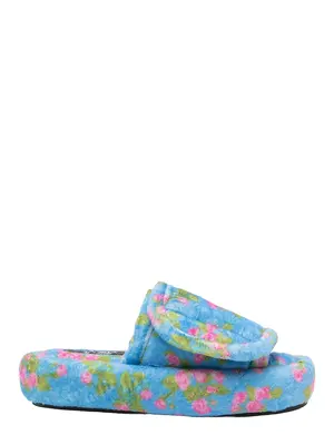 Natasha Zinko Floral-print Platform Slides - Blue