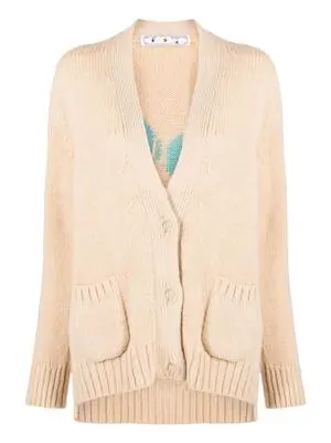 Off-White Reverse-logo Cardigan - Neutrals