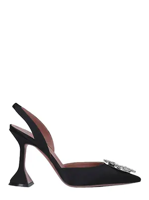 Amina Muaddi Begum Slingback Satin Heels - Black
