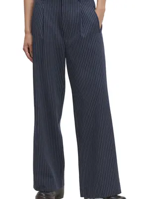Everlane Draper Pleated Wide Leg Pant Navy/bone White