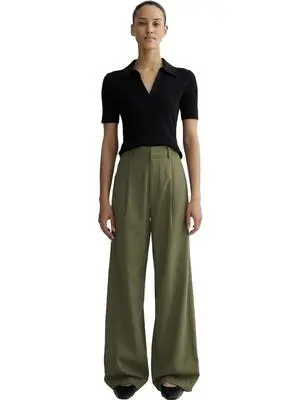 Everlane Draper Pleated Wide Leg Pant Olive
