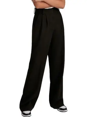 FAVORITE DAUGHTER Pleated Wide Leg Trousers - Black